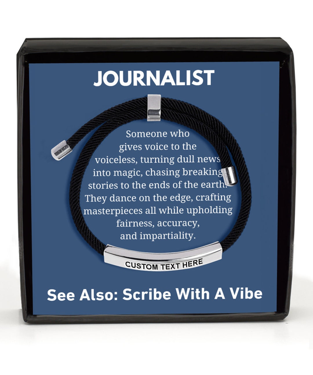 Journalist Gift, Personalized Jewelry, Men's Bracelet, Engraved ...