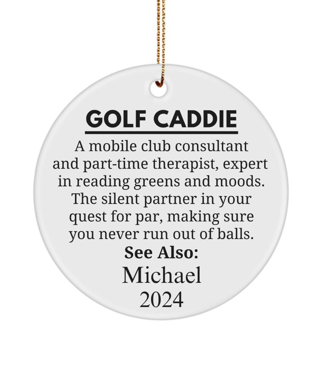 Caddie Ornament, Personalized Caddy, Golf Caddy Gift, Funny Golf Gift ...