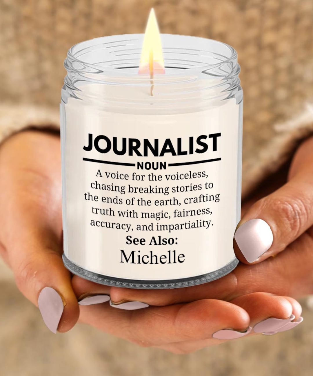 Journalist Gift, Personalized Candle, News Reporter Gift, Writer Candle ...