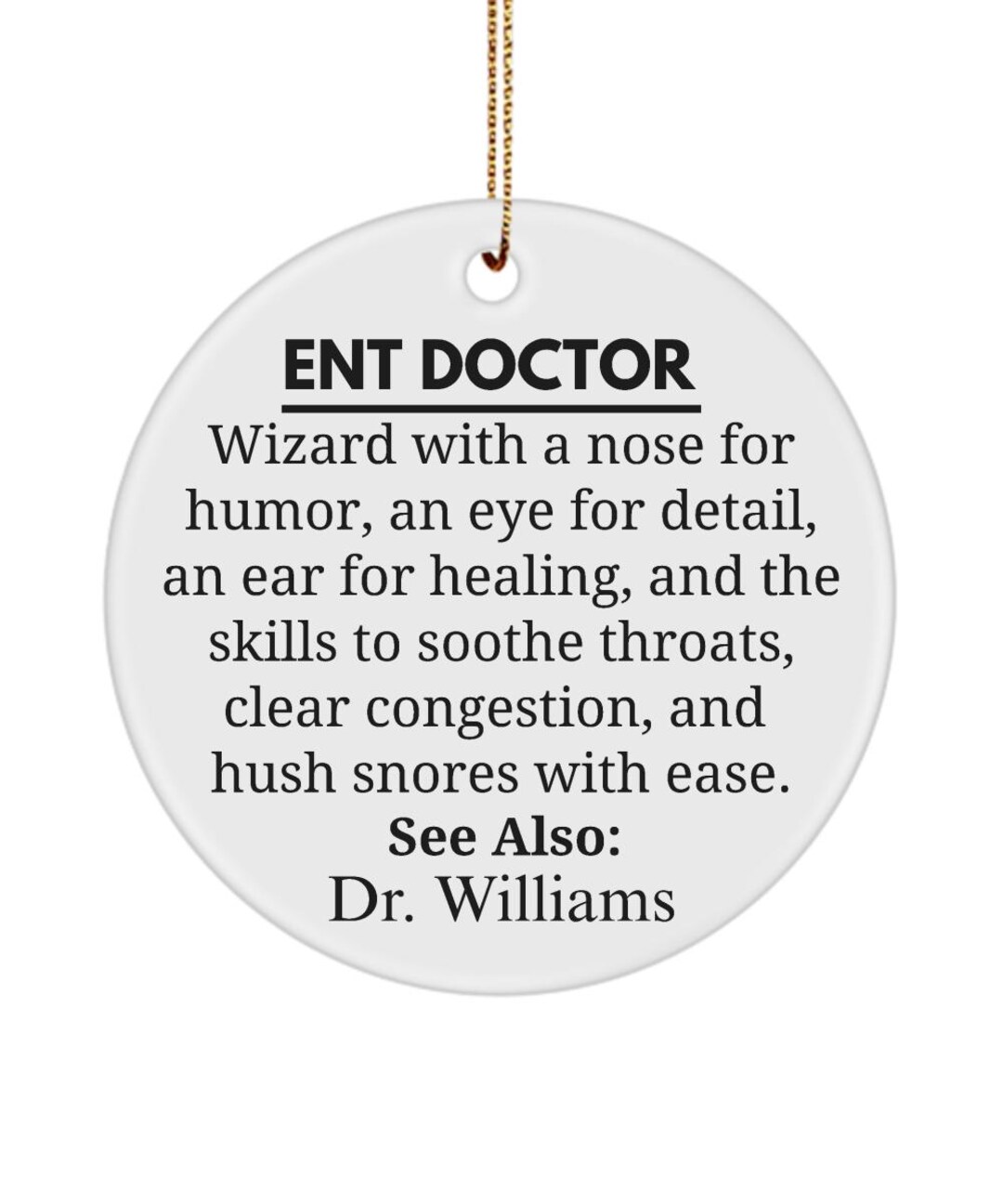 Personalized ENT Doctor Ornament, Otolaryngologist Gift, Custom Medical ...