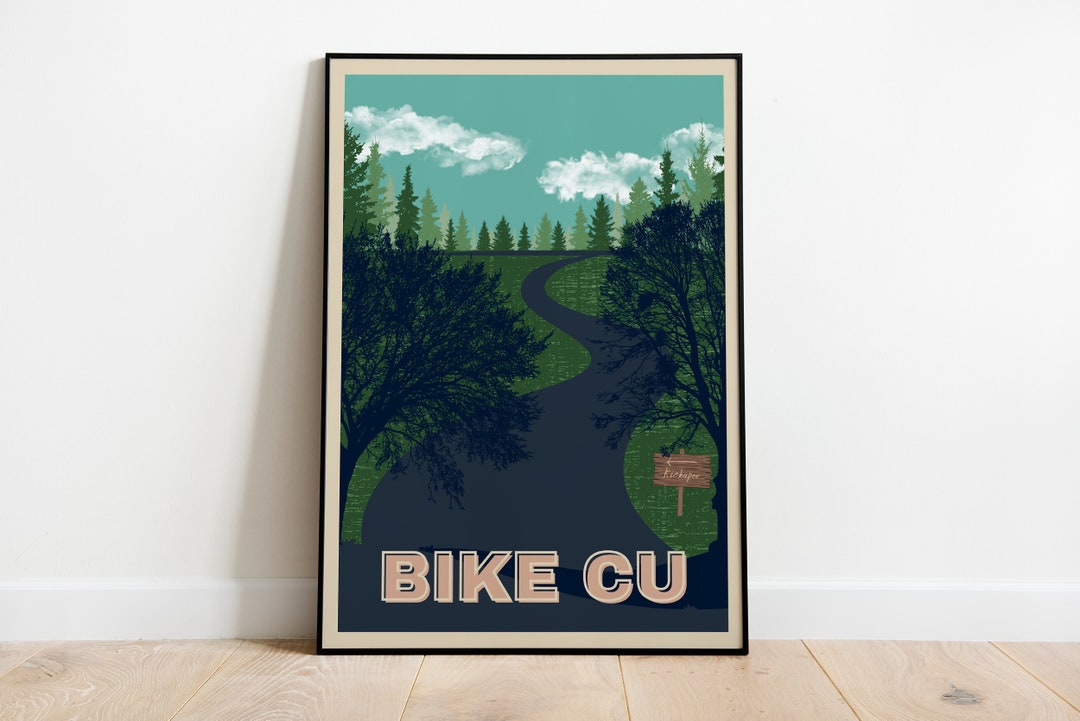 Bike CU Retro Style Poster Print- Champaign Urbana Kickapoo Rail Trail ...