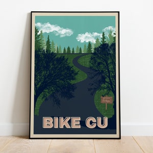 Bike CU Retro Style Poster Print- Champaign Urbana Kickapoo Rail Trail ...