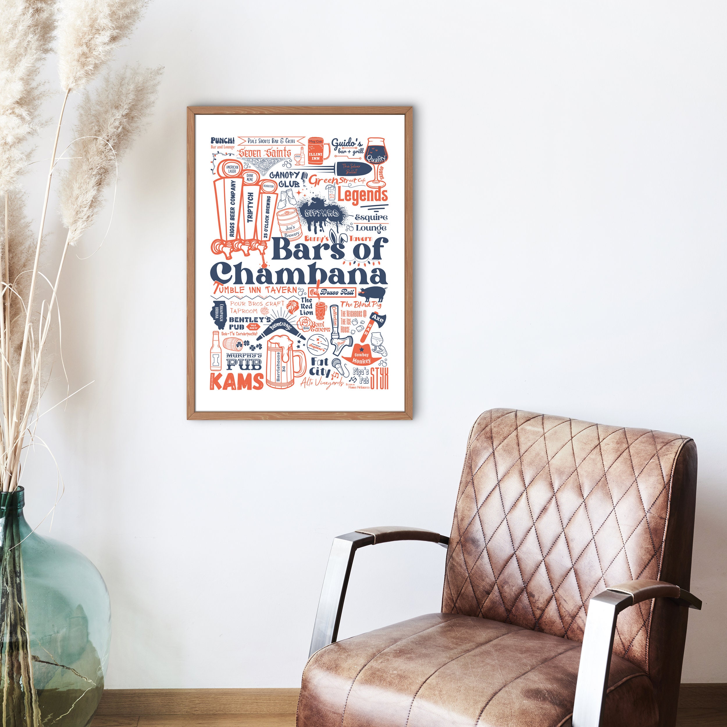 Bars of Chambana Poster Print Champaign Urbana Illinois Bars - Etsy