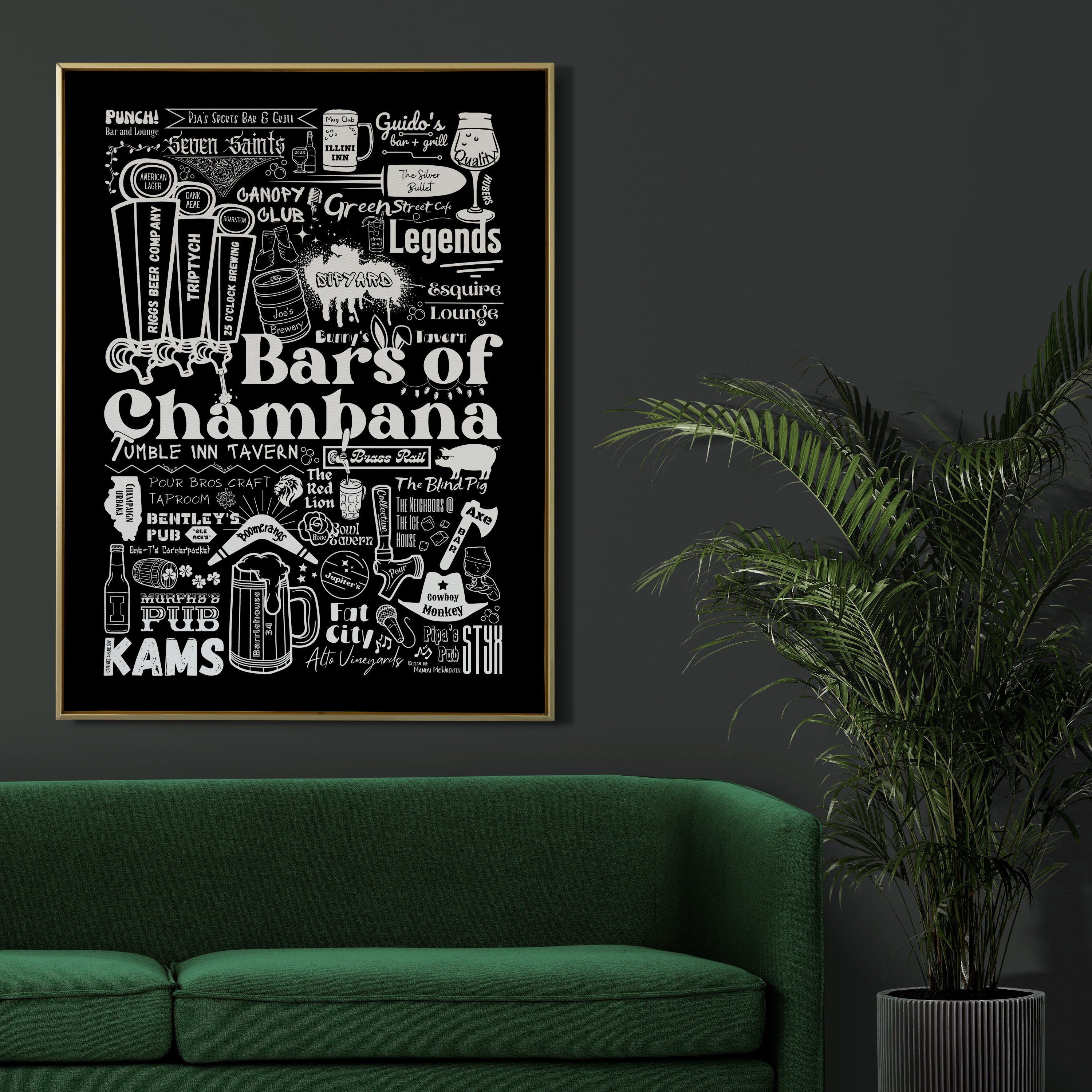 Bars of Chambana Poster Print Champaign Urbana Illinois Bars - Etsy