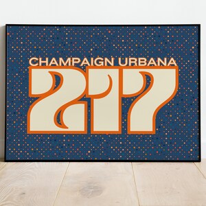 217 Champaign Urbana Area Code Poster Print- Illinois Wall Art - Etsy