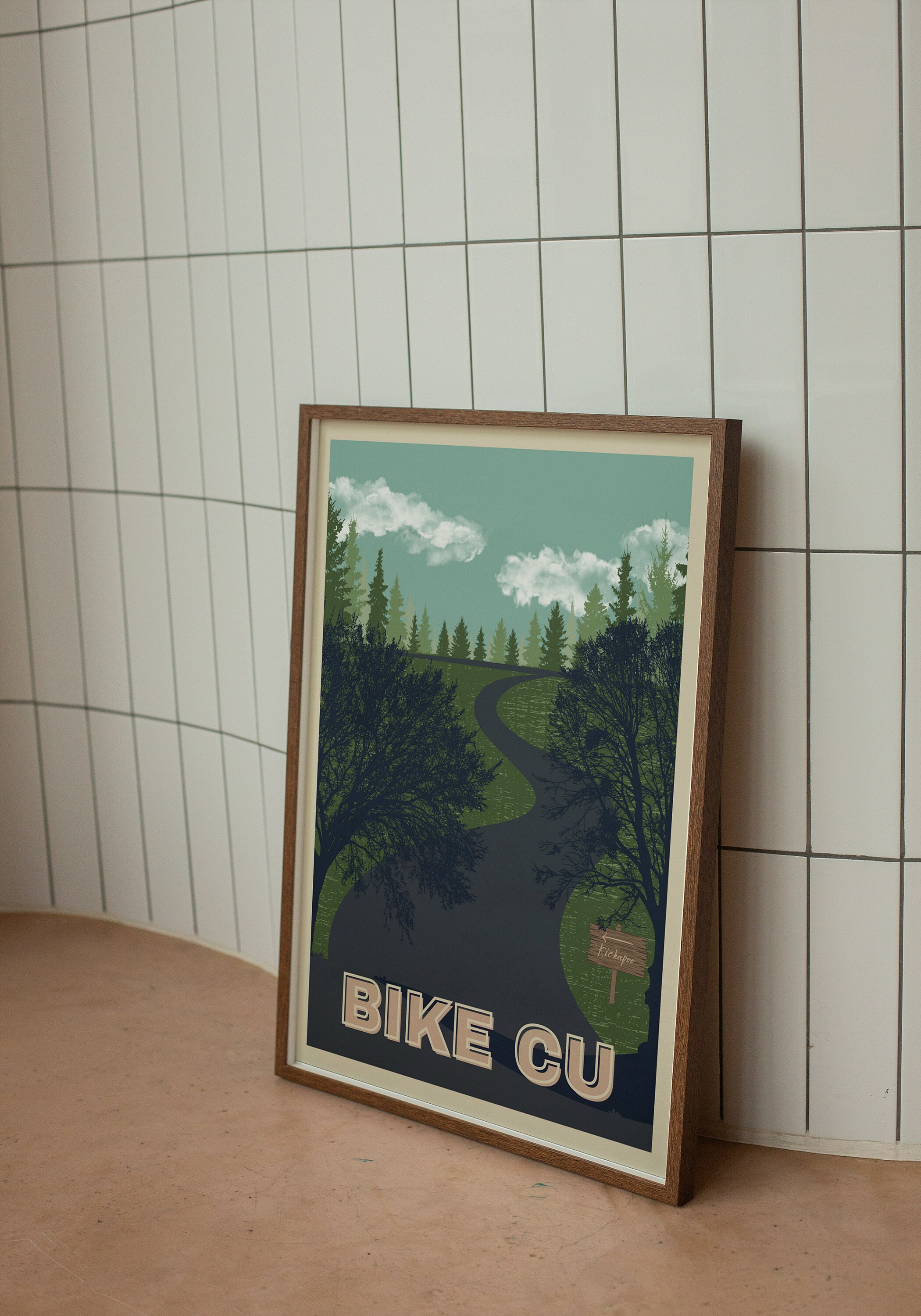 Bike CU Retro Style Poster Print- Champaign Urbana Kickapoo Rail Trail ...
