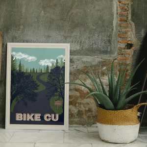 Bike CU Retro Style Poster Print- Champaign Urbana Kickapoo Rail Trail ...