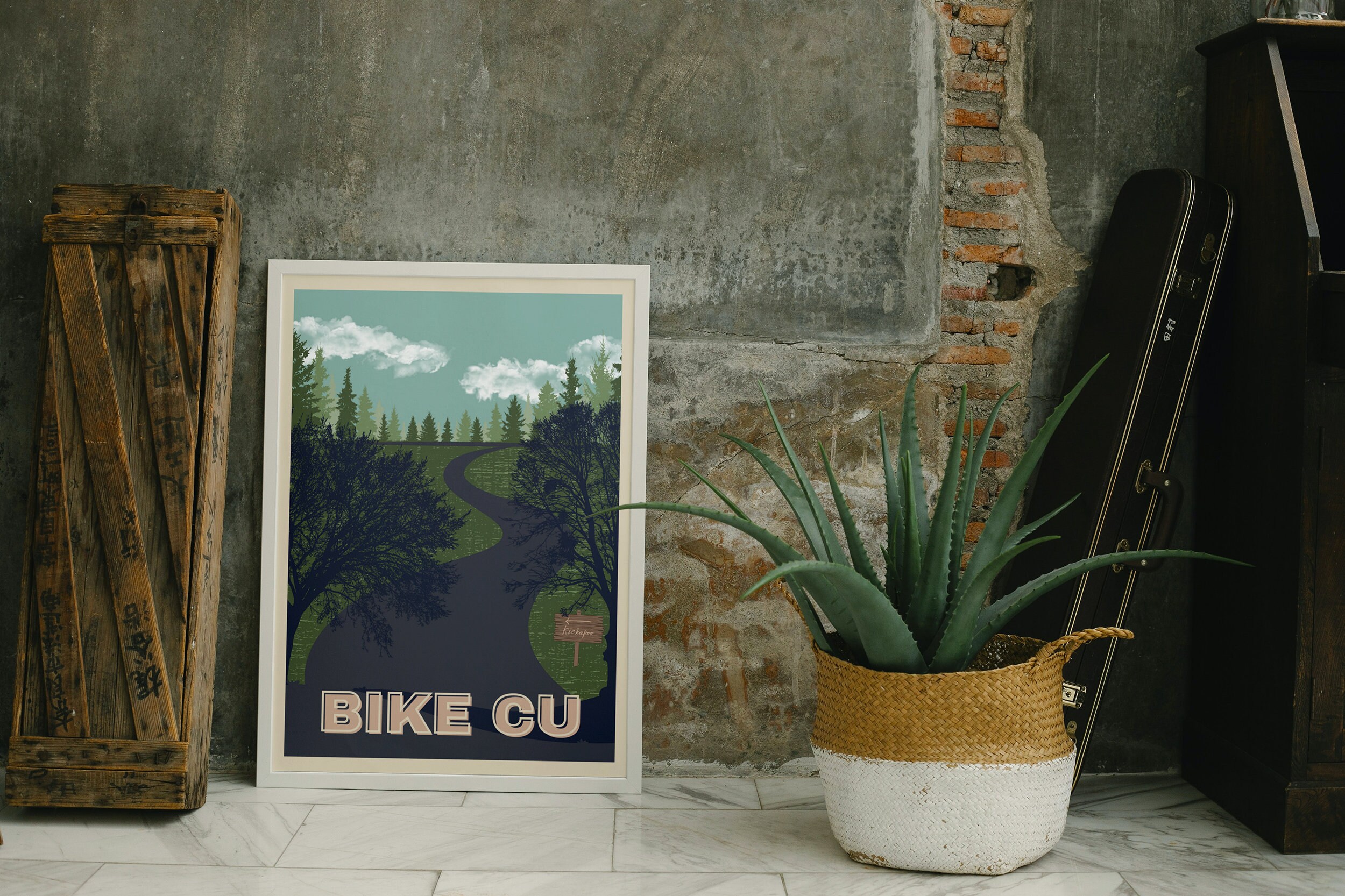 Bike CU Retro Style Poster Print- Champaign Urbana Kickapoo Rail Trail ...