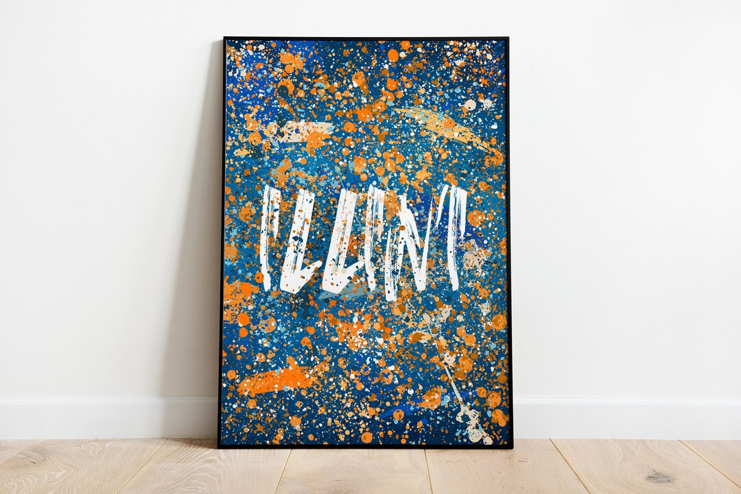 Illini Splatter Paint Poster Print- University of Illinois Urbana ...