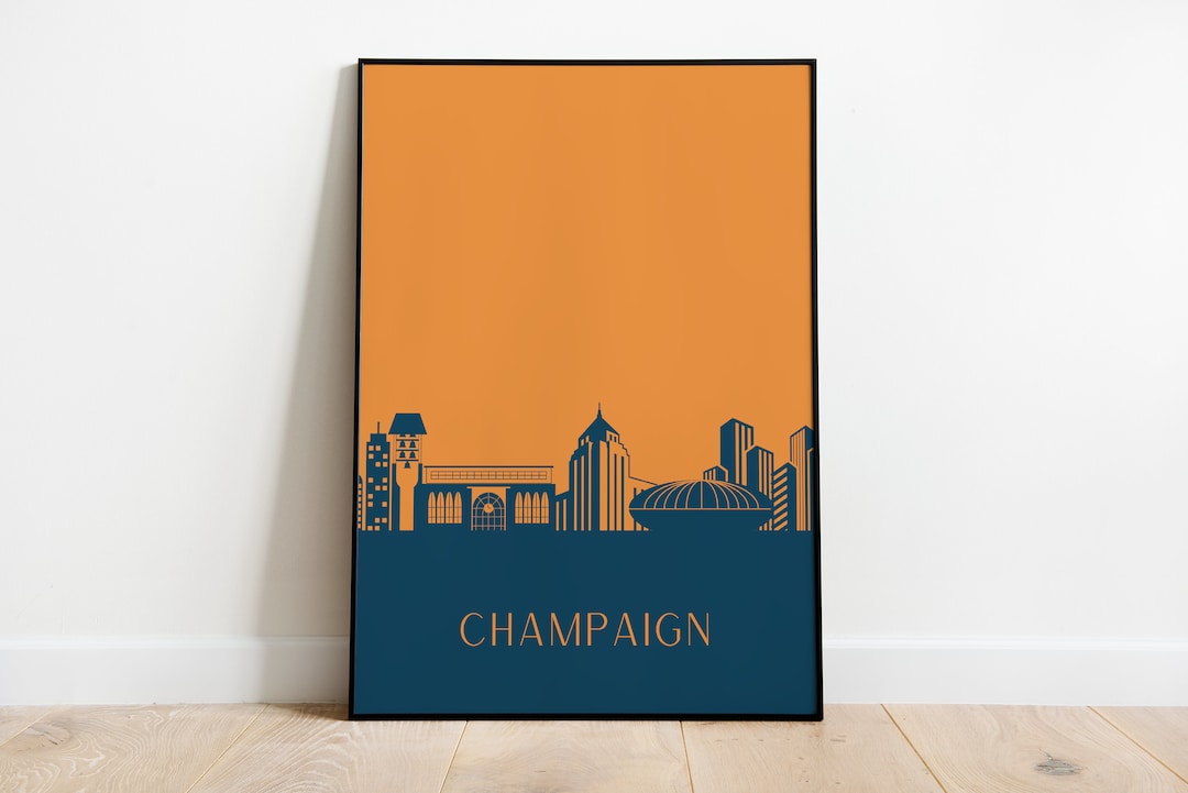 Champaign Skyline Poster Print- Champaign Urbana Illinois Wall Art - Etsy