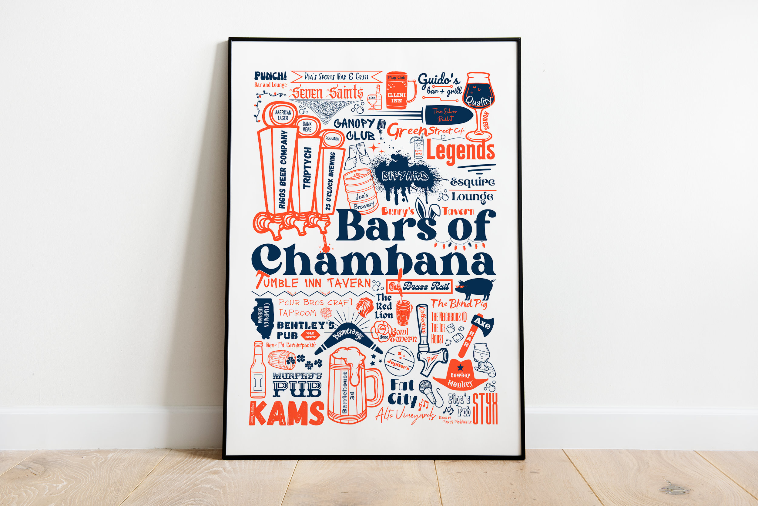 Bars of Chambana Poster Print Champaign Urbana Illinois Bars - Etsy