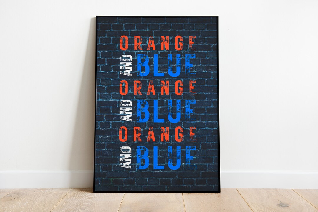 Orange and Blue Rustic Grunge Poster Print - Etsy
