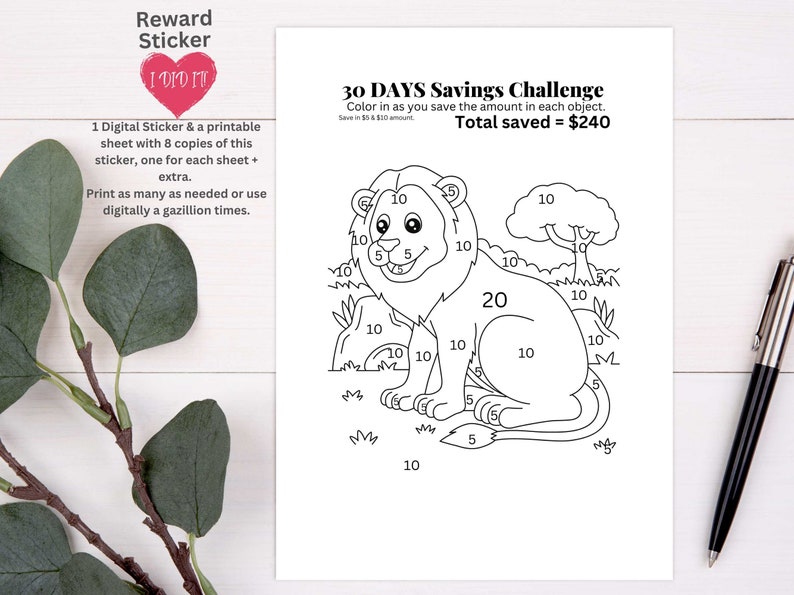 Savings Challenge Tracker Kit Cute Wild Animal Theme - Etsy