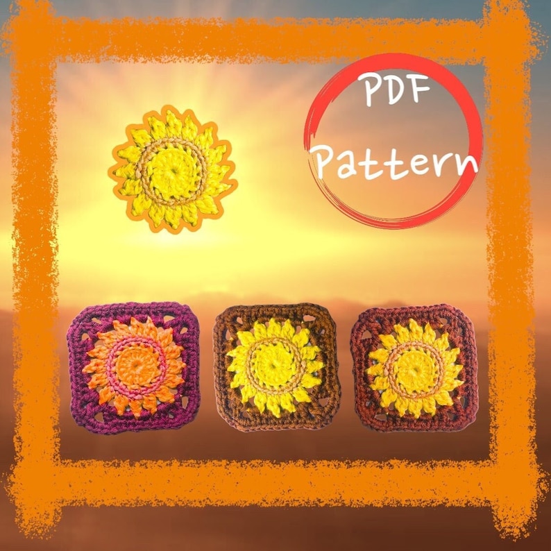 Mini Floral Sun Granny Square Pattern / Flower Crochet / - Etsy