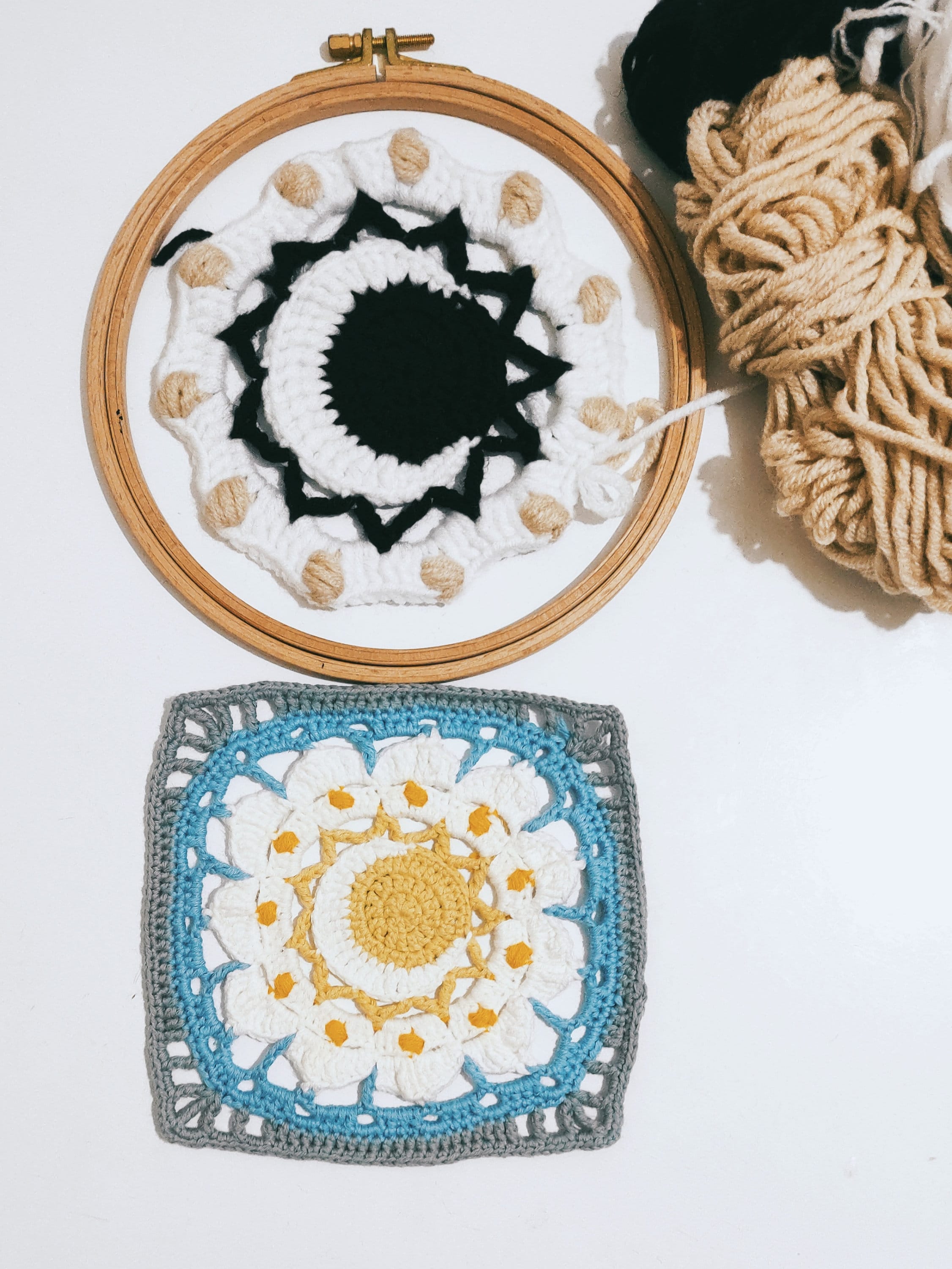 Sun and Moon Granny Square Crochet Pattern: Solar Eclipse Flower (PDF ...