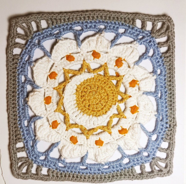 Sun and Moon Granny Square Crochet Pattern: Solar Eclipse Flower (PDF ...