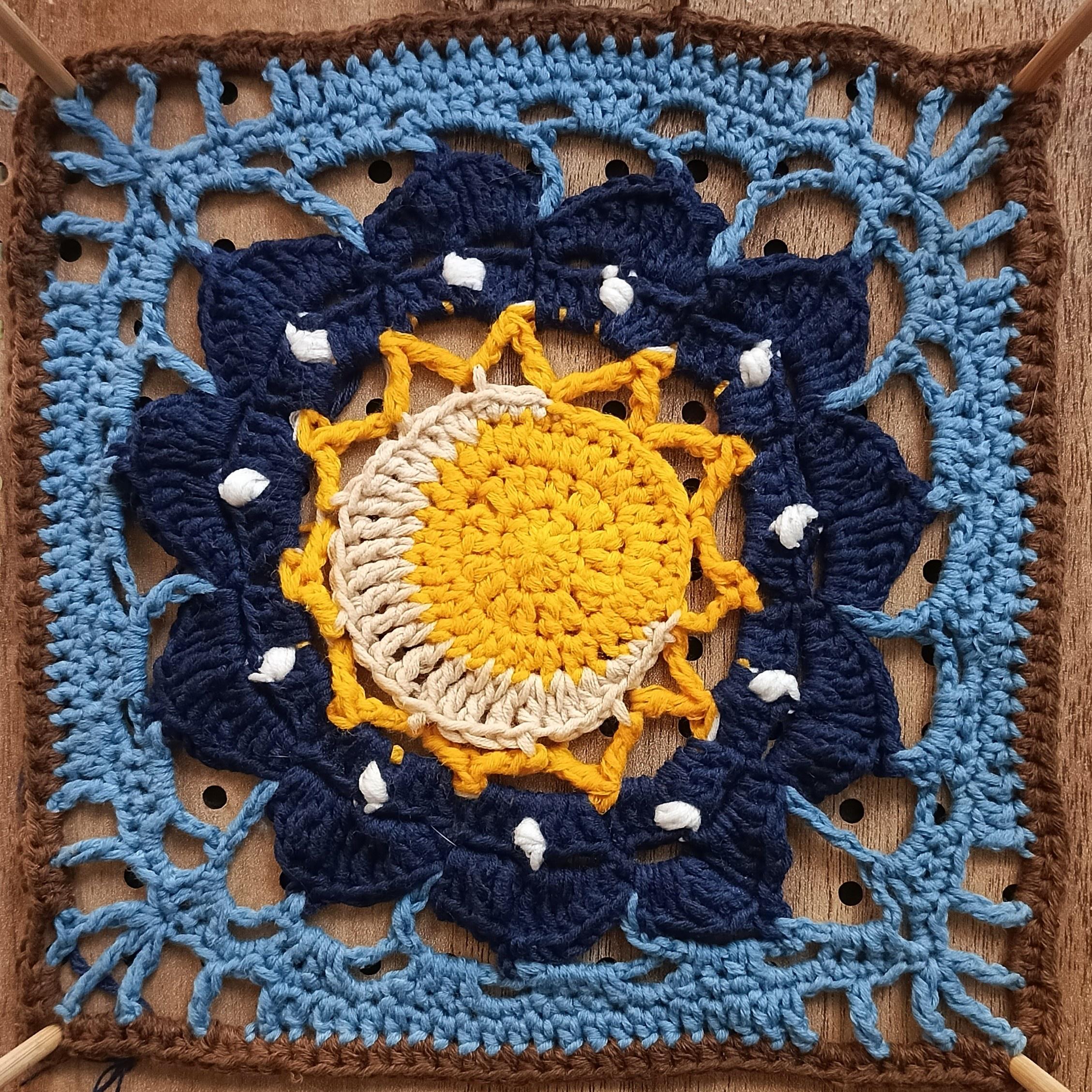 Sun and Moon Granny Square Crochet Pattern: Solar Eclipse Flower (PDF ...
