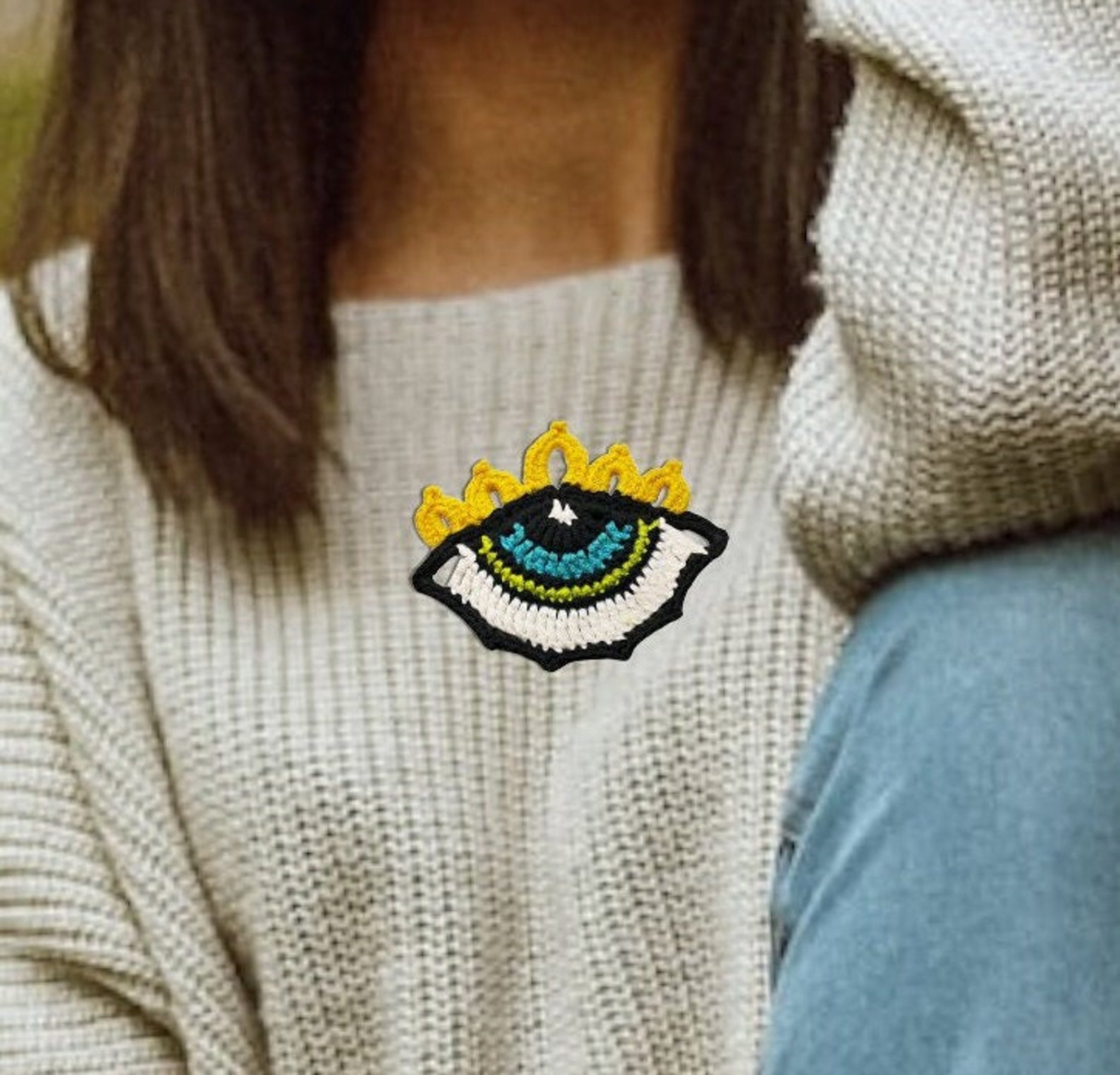 Third Eye Crochet Applique Pattern - PDF - ENGLISH Written Pattern - Etsy