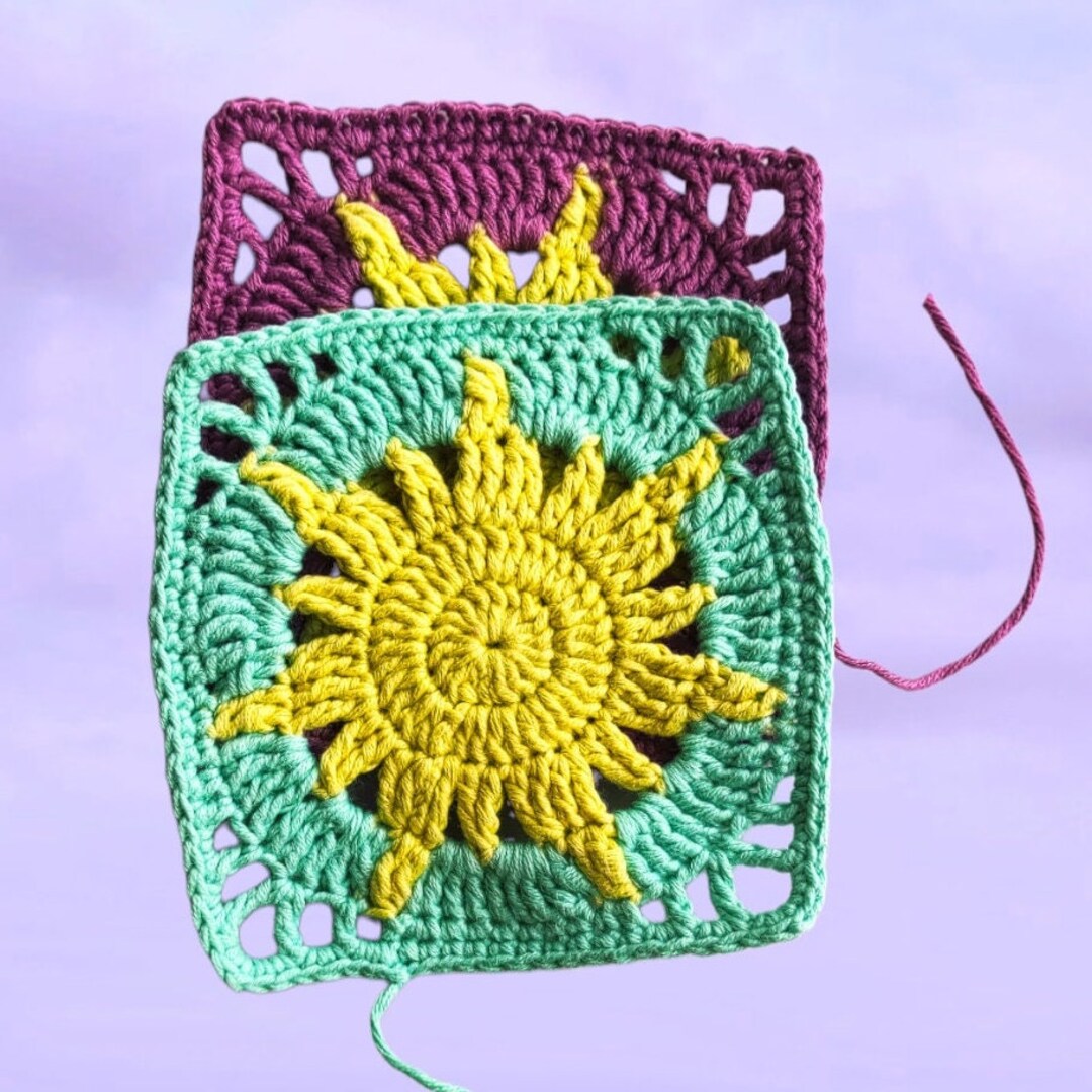 TANGLED Sun Crochet Square Pattern / PDF Written Pattern / - Etsy