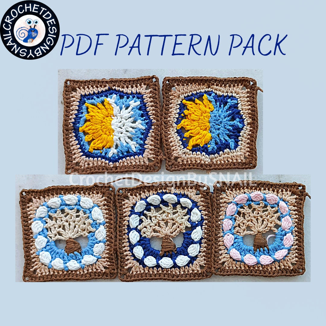 4 Elements Granny Square Patterns / Instant Digital Download PDF ...