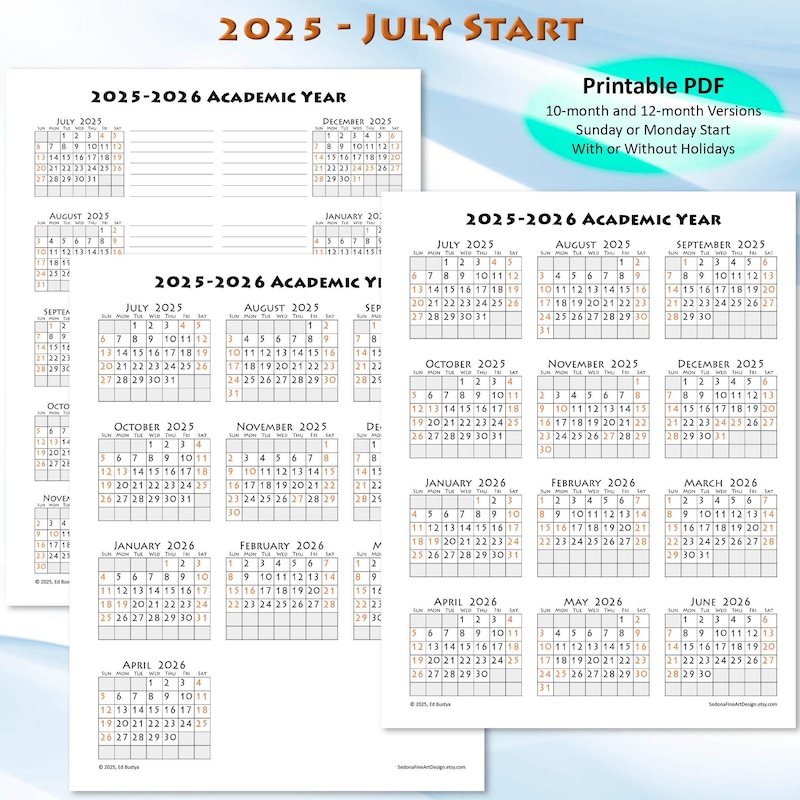 Printable 24 25 Calendar - Etsy