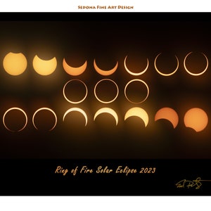 Solar Eclipse - Ring of Fire Wall Art Print Composite of the 2023 Annular Solar Eclipse With ...
