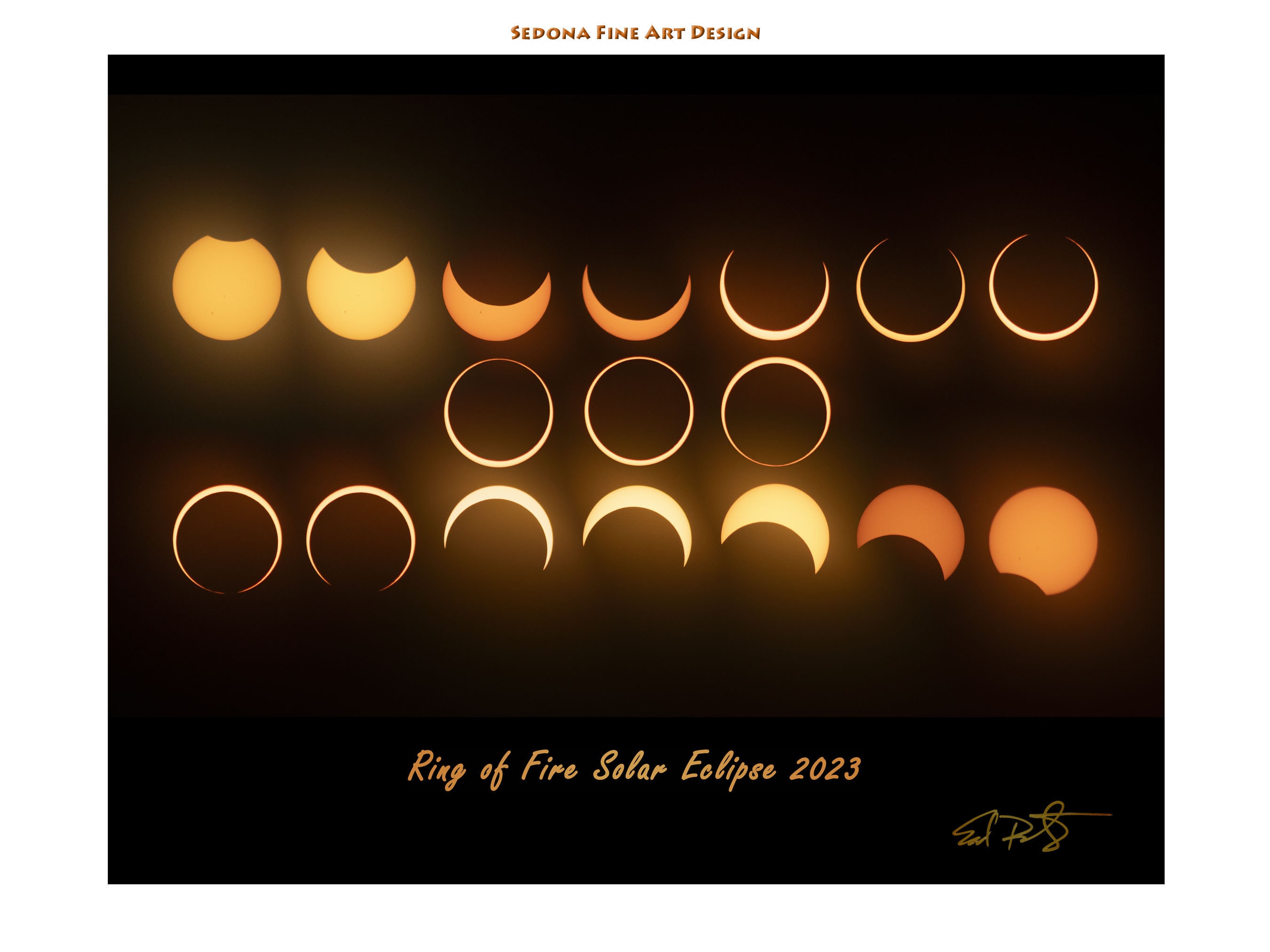 Solar Eclipse - Ring of Fire Wall Art Print Composite of the 2023 Annular Solar Eclipse With ...
