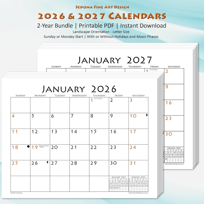 Free Printable 2027 Calendar Template - Etsy