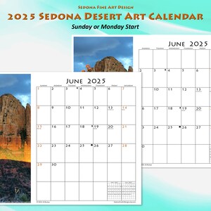 2025 Monthly Calendar Featuring Desert Art From Sedona, AZ Printable ...