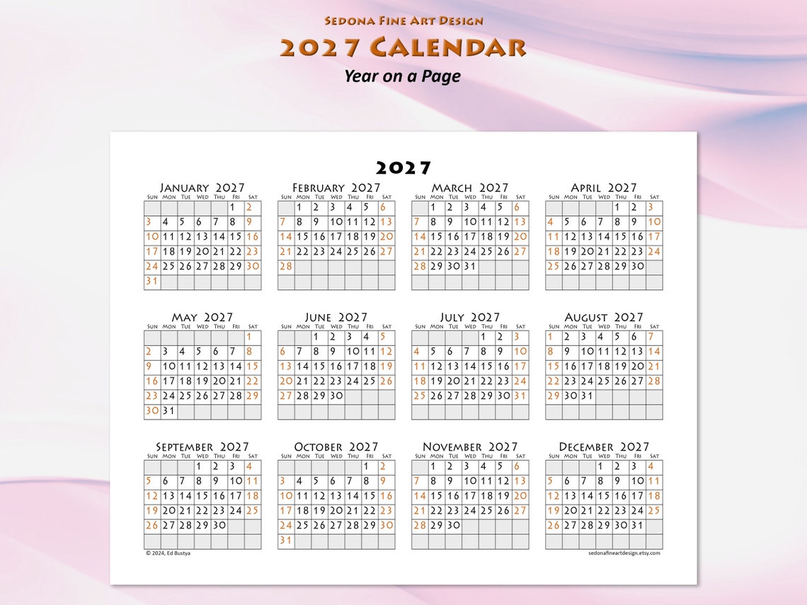 2027 Monthly Blank Calendar (sunday-start or Monday-start), Simple ...