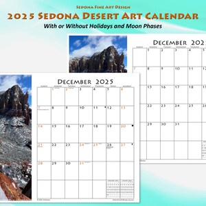 2025 Monthly Calendar Featuring Desert Art From Sedona, AZ Printable ...