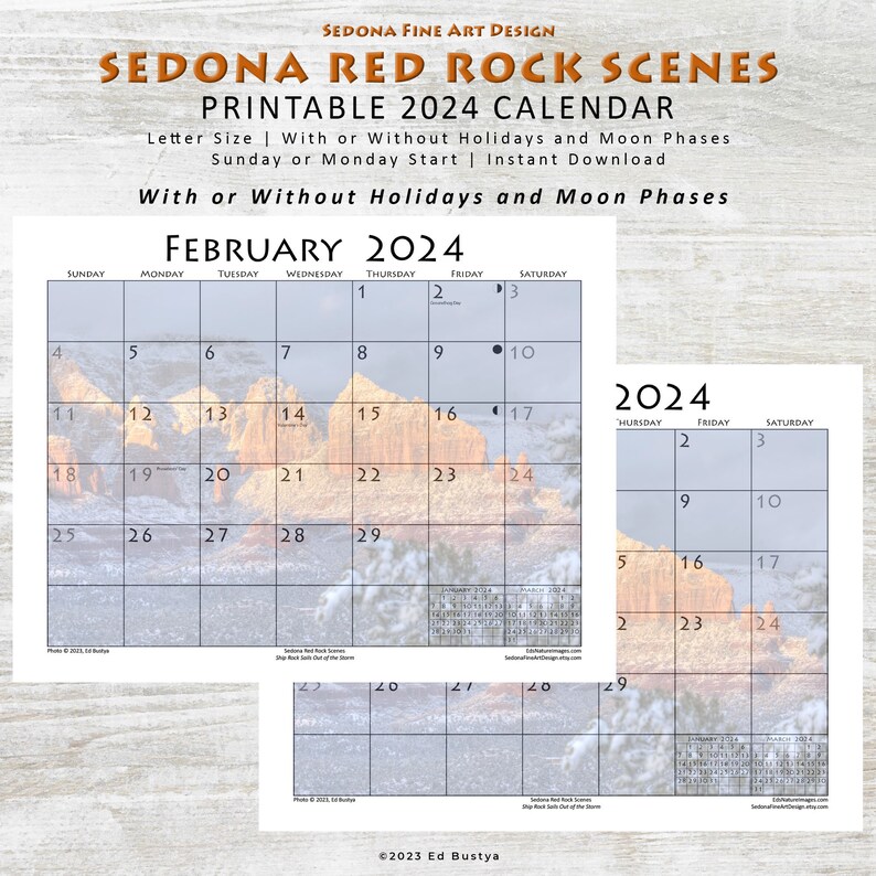 Printable 2024 Sedona Art Calendar, Perfect Sedona Gift for Him or Her ...