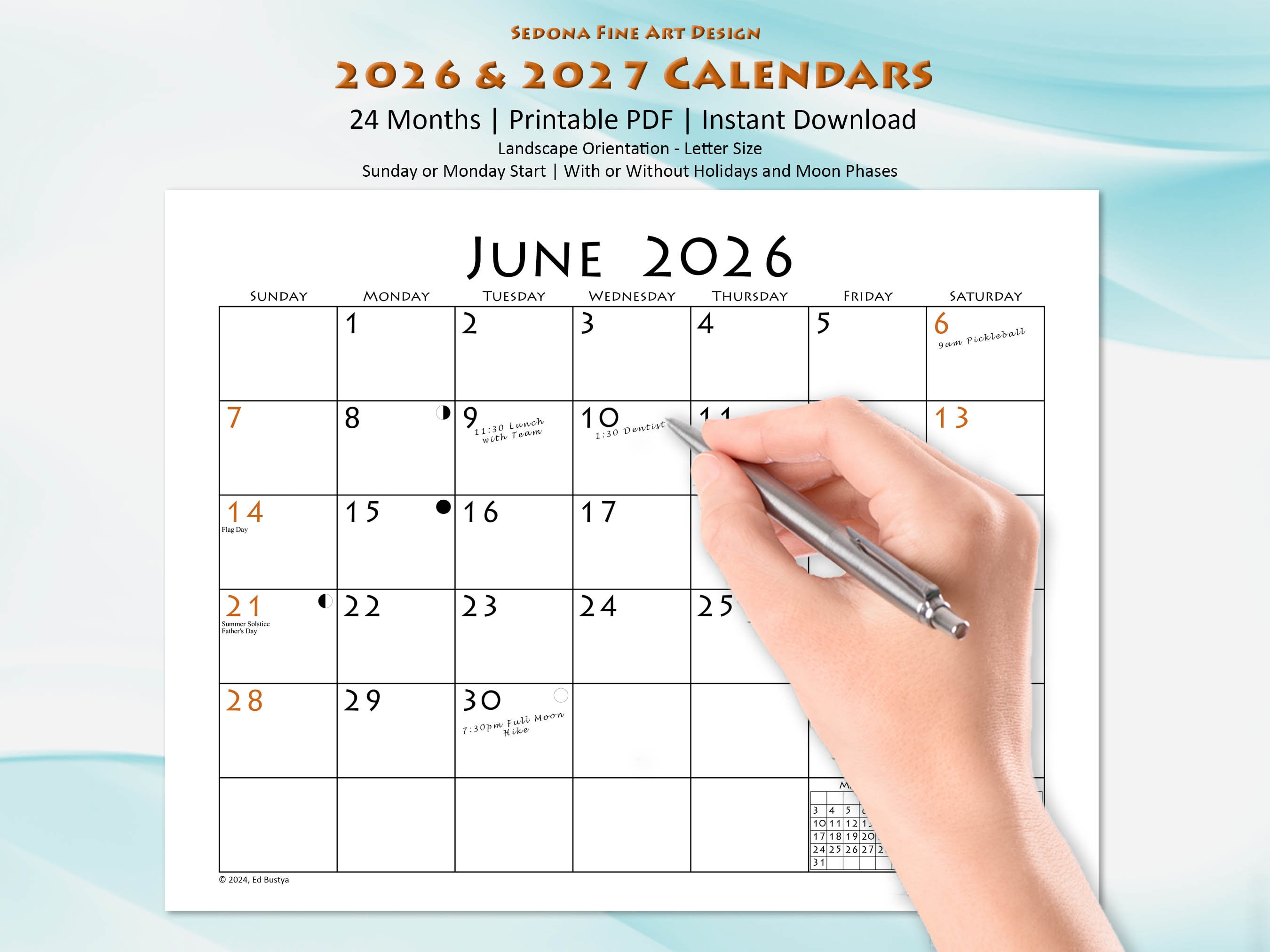 2026-2027 Monthly Calendars - Two Years - Sunday or Monday Start ...