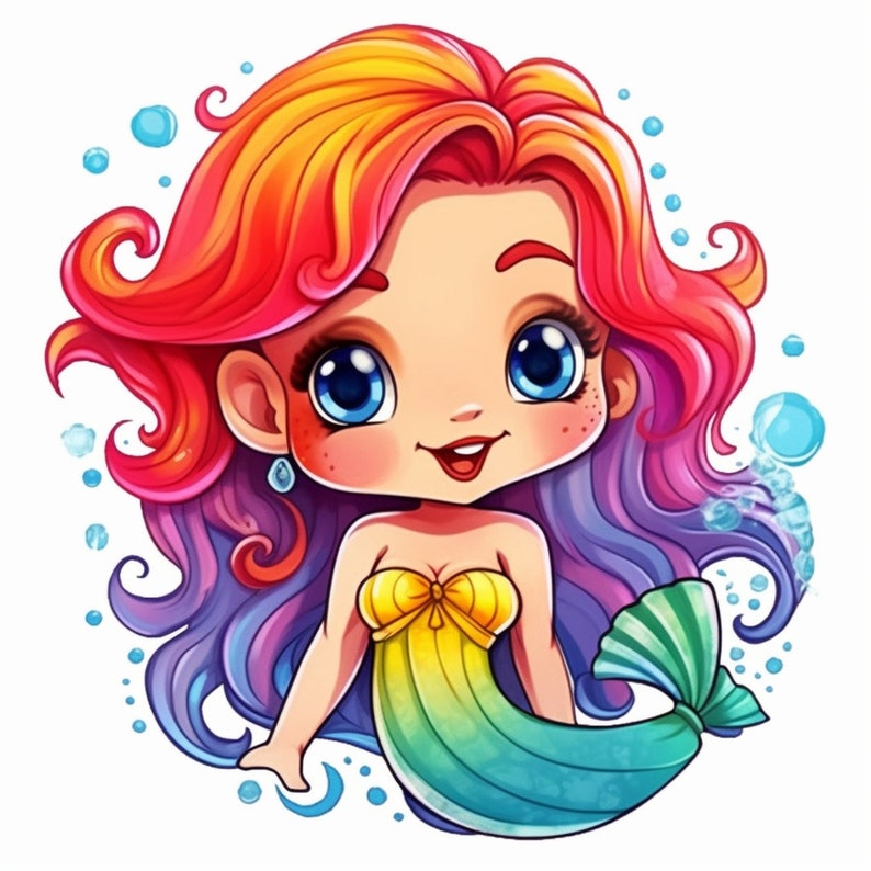 Cute Mermaid Clipart Underwater PNG Tattoo Ideas Mermaid - Etsy