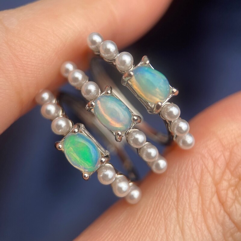 Opal and Pearl Ring - Etsy