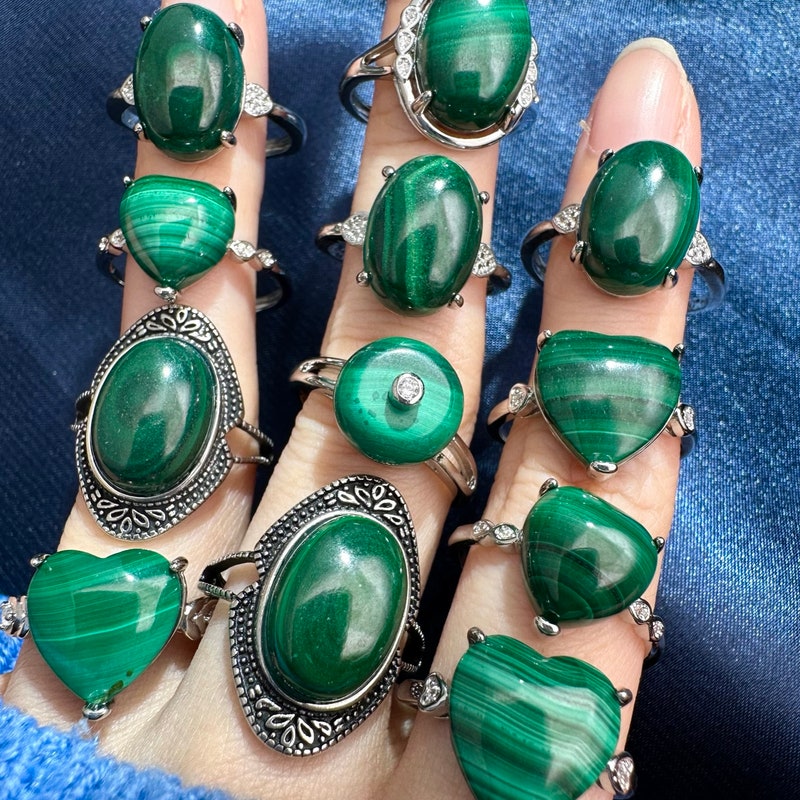 Malachite Vintage Rings - Etsy