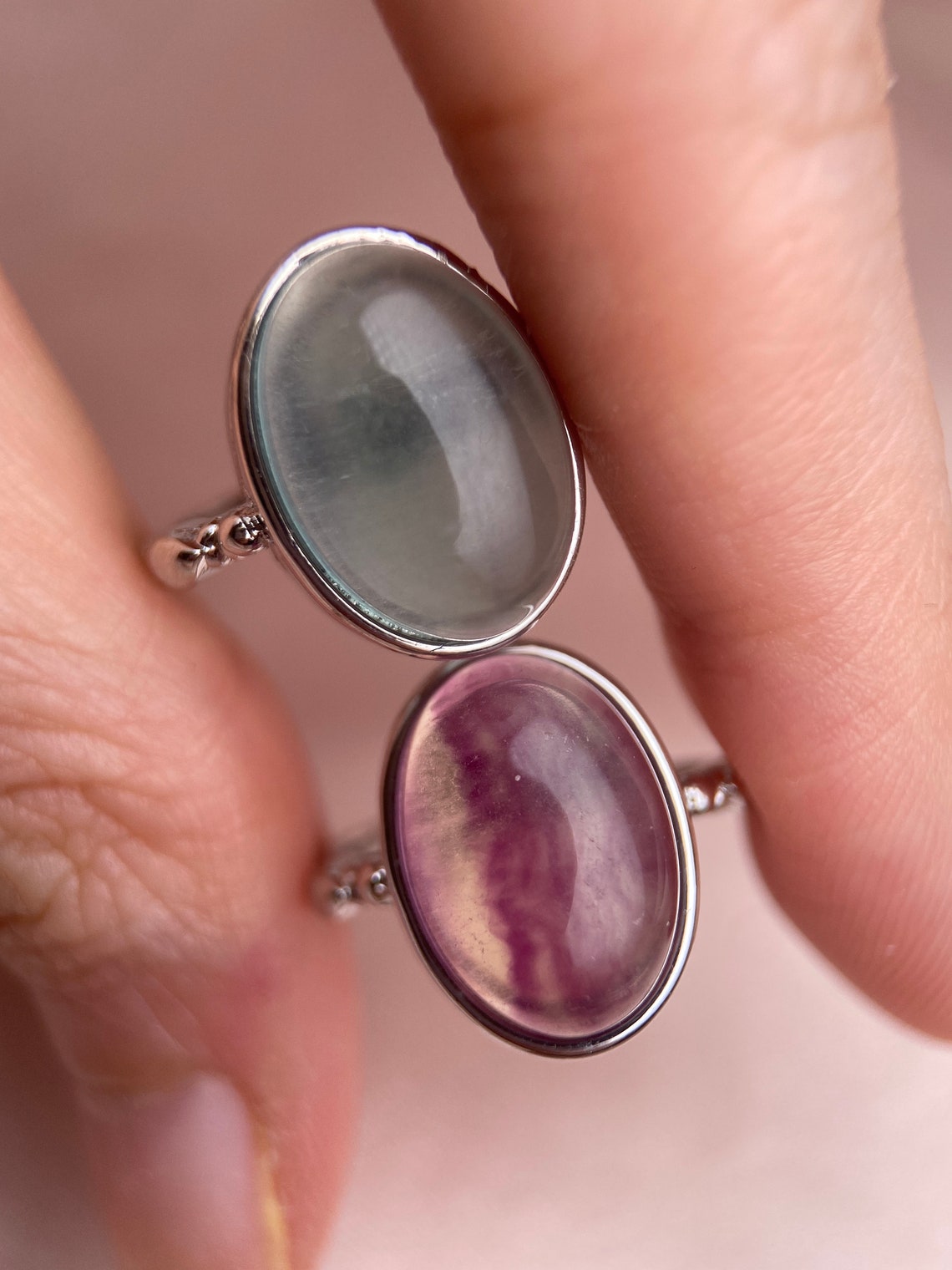 Fluorite Ring, Rainbow Fluorite Ring, Silver Fluorite Ring, Fluorite ...