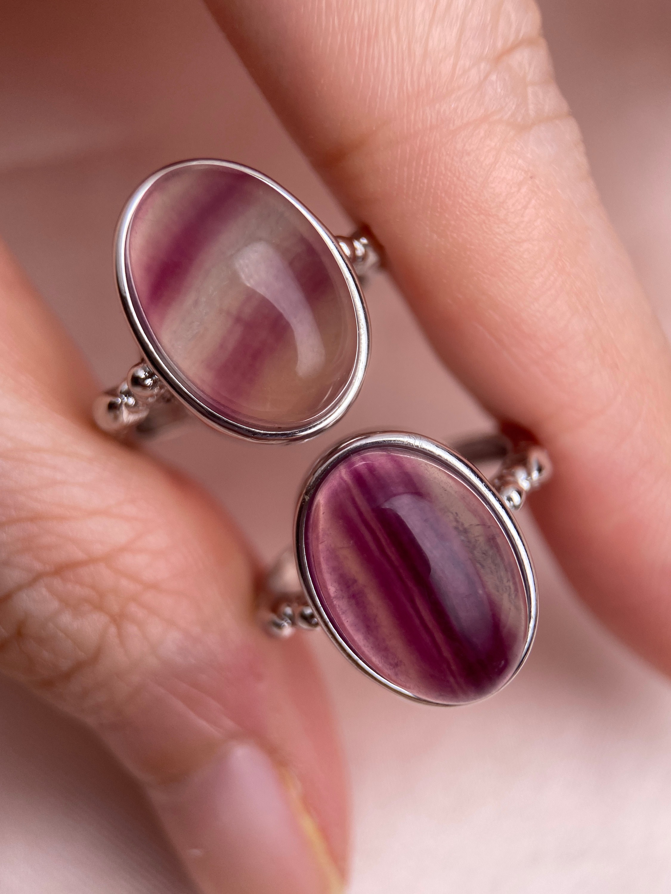 Fluorite Ring, Rainbow Fluorite Ring, Silver Fluorite Ring, Fluorite ...