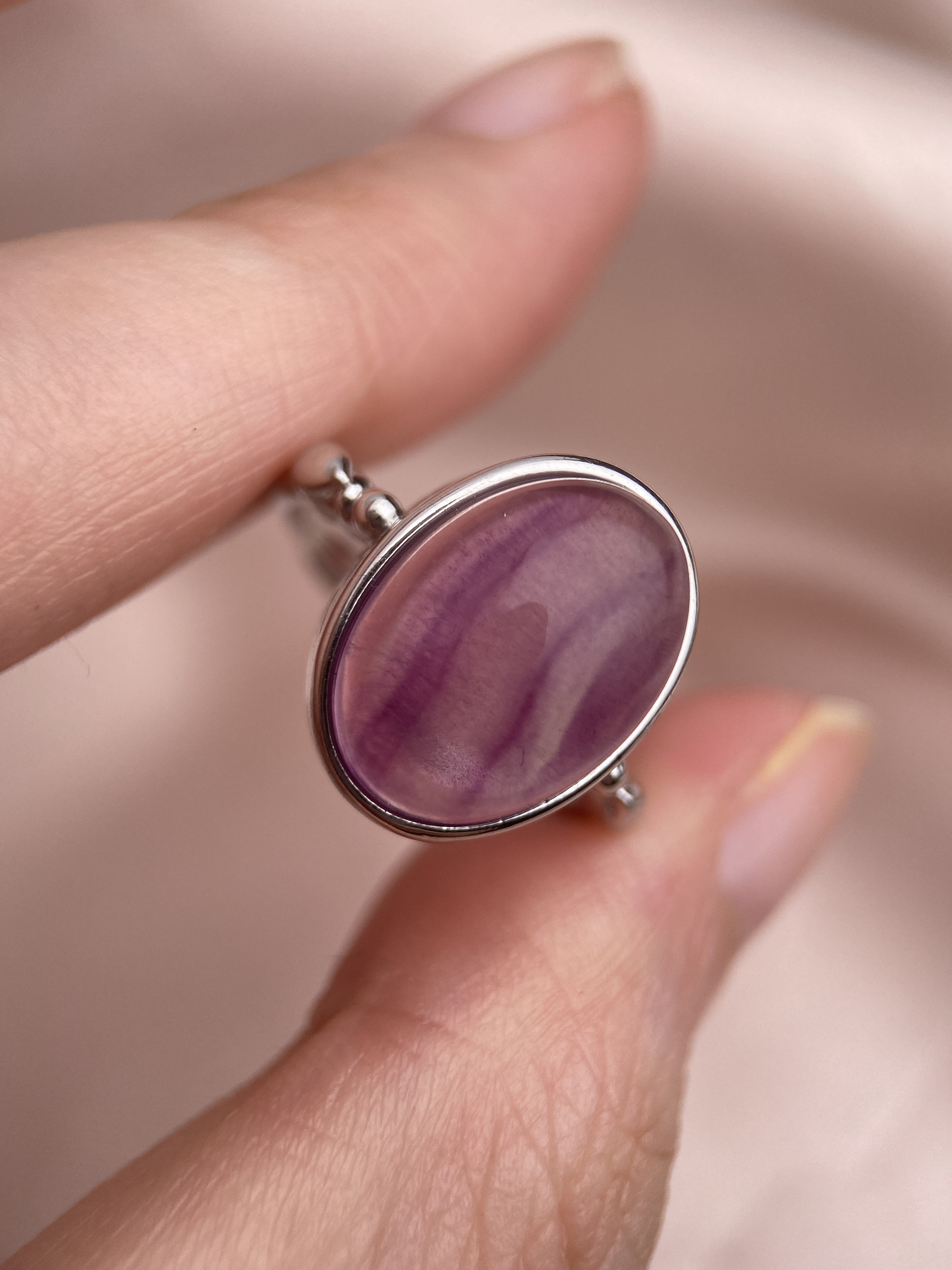 Fluorite Ring, Rainbow Fluorite Ring, Silver Fluorite Ring, Fluorite ...
