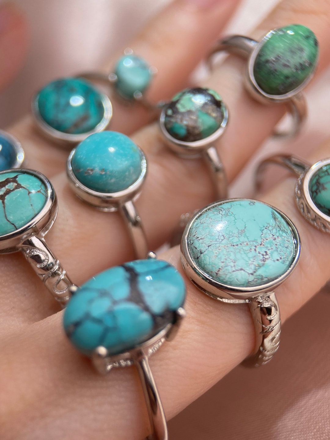 Turquoise Ring, Genuine Turquoise, Silver Turquoise Ring, Natural ...