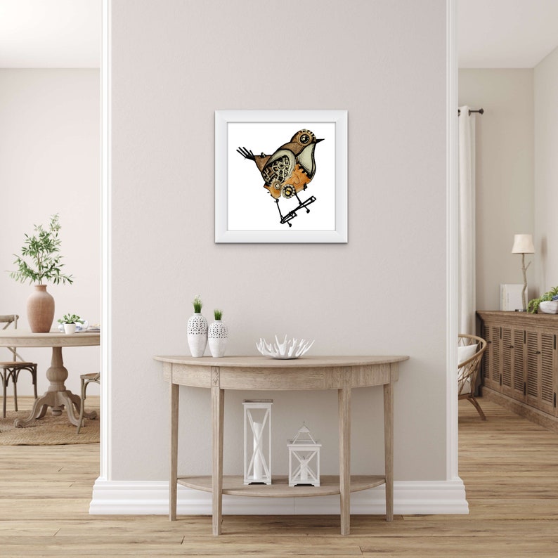 Printable Wall Art Mechanical Red Robin Steampunk Animal Print, Gift ...