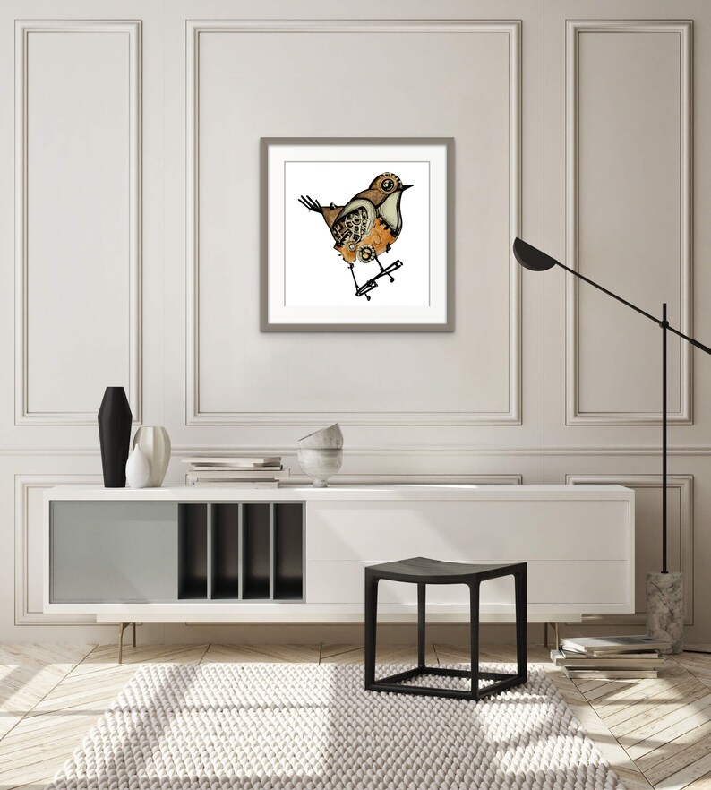 Printable Wall Art Mechanical Red Robin Steampunk Animal Print, Gift ...