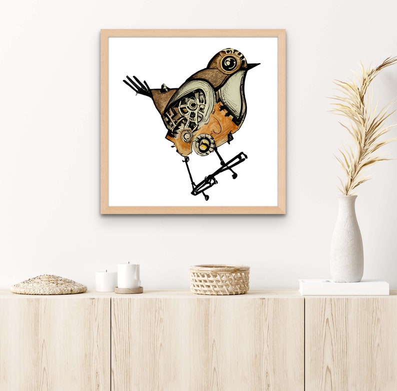 Printable Wall Art Mechanical Red Robin Steampunk Animal Print, Gift ...