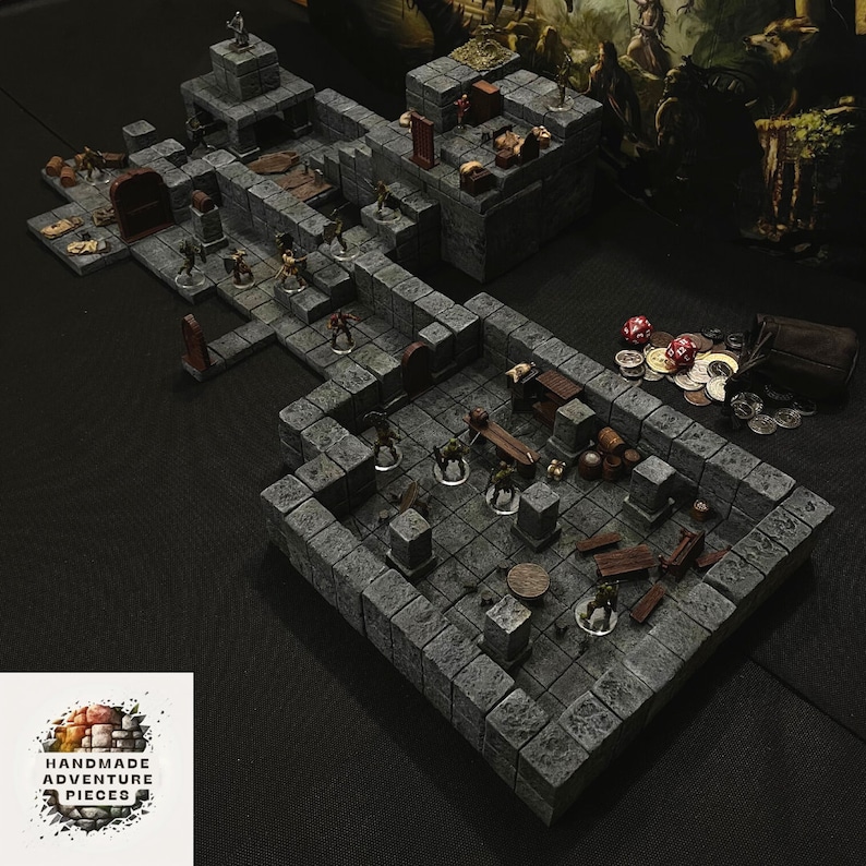 10-piece Modular Stone Dungeon Tile Set for Role-playing Games | D&D ...