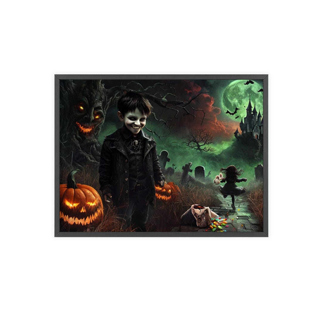 Spooktacular Halloween Poster With Wooden Frame for Home Decor ...