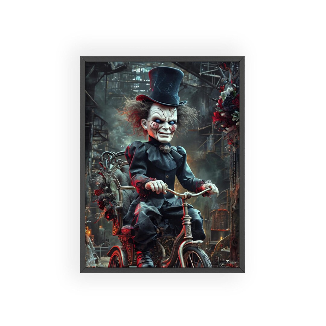 Creepy Vintage Doll Poster With Wooden Frame, Gothic Wall Art ...