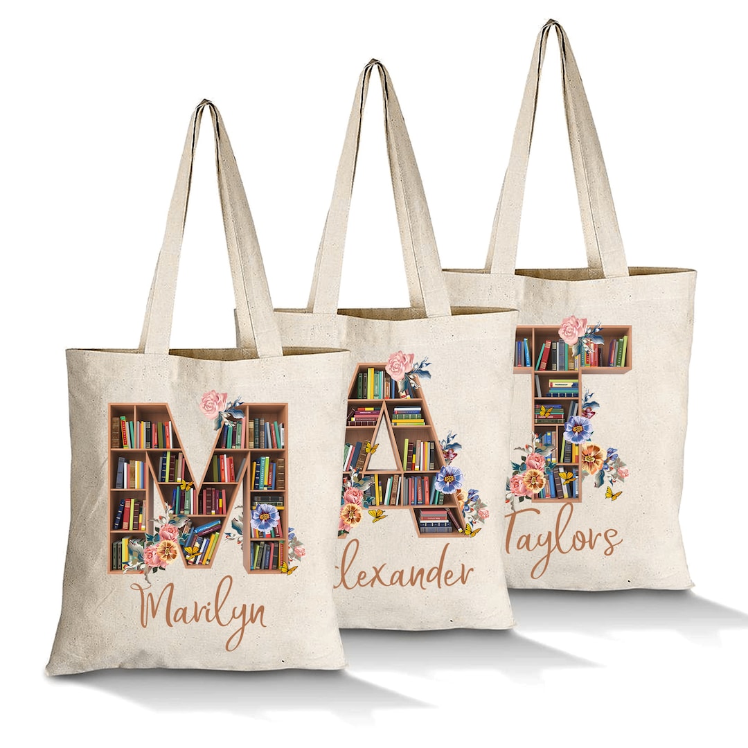 Personalized Teacher Name Bag, Teacher Book Bags, Librarian Tote Bag ...