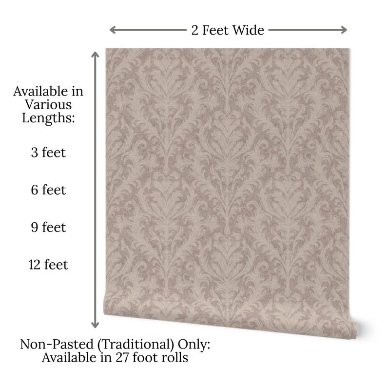 Wallpaper Rose Pink Vintage Damask Textured Look Classic Ornate Wall ...