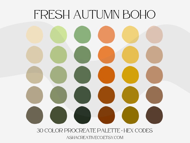 Fresh Autumn Boho Procreate Color Palette Color Swatches for Digital ...
