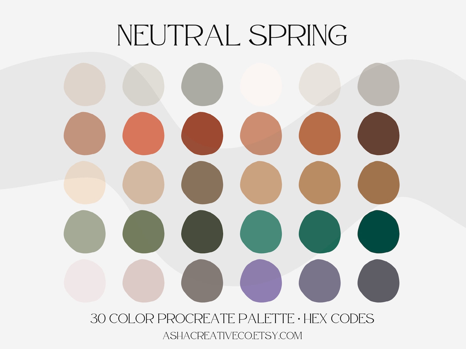 Neutral Spring Procreate Color Palette | Color Swatches |for Digital ...